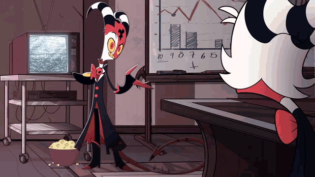 Blitzo Walks Energetically in Helluva Boss Office GIF - Share & View on ...
