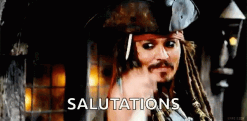 Johnny Depp as Jack Sparrow: Salutations! GIF - Share & View on KLIPY
