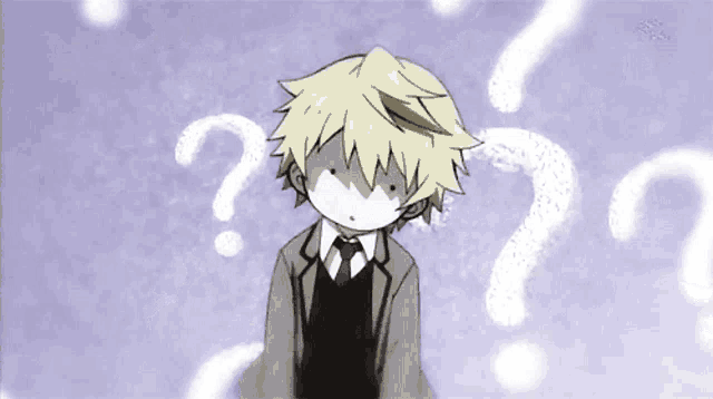 Confused Anime Boy Surrounded by Question Marks GIF - Share & View on KLIPY
