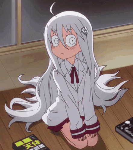 White-Haired Anime Girl Kneeling GIF - Share & View on KLIPY