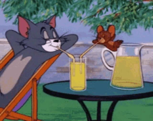Tom And Jerry Relaxing and Drinking Juice GIF - Share & View on KLIPY