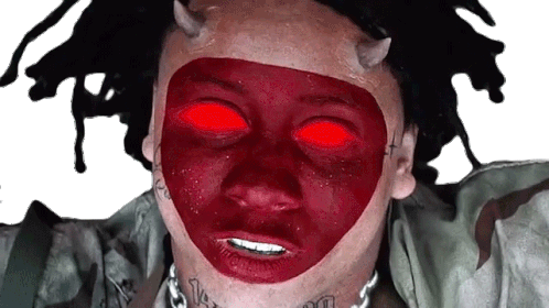 Trippie Redd Scary Horns Red Face Glowing Eyes Sticker - Share & View ...